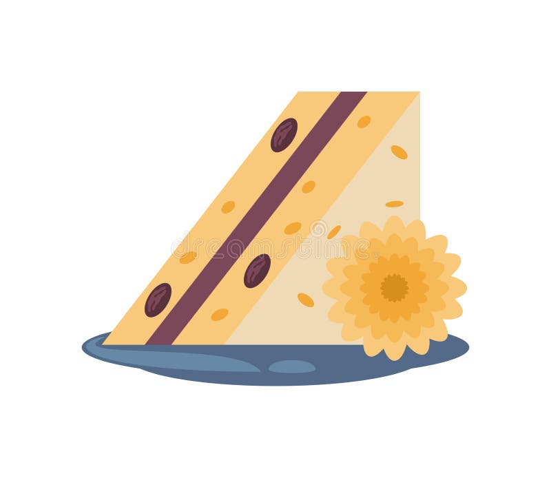 Slice cake with flower stock vector. Illustration of calendula - 328438670