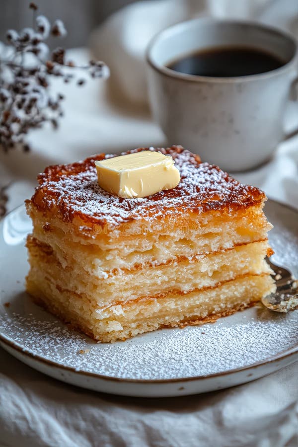 Slice of Cake with a Pat of Butter on Top Stock Image - Image of snack ...