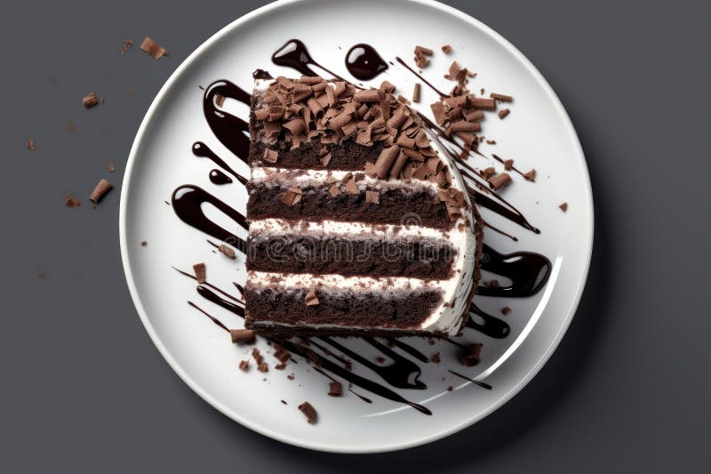 A slice of cake on a plate stock illustration. Illustration of snack ...