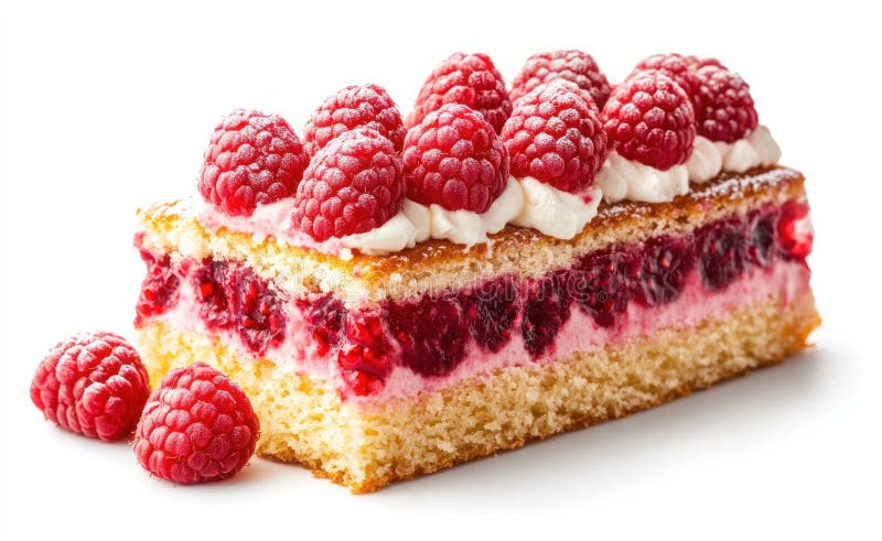 A Slice of Cake with Raspberries on Top Stock Illustration ...