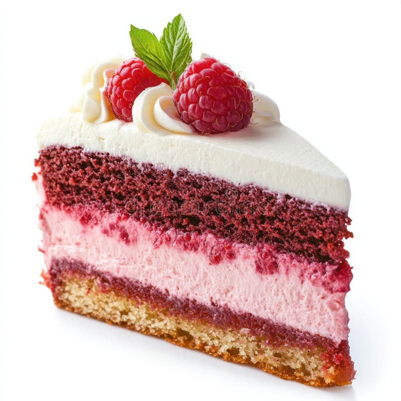 A Slice of Cake with a Raspberry Topping Stock Illustration ...