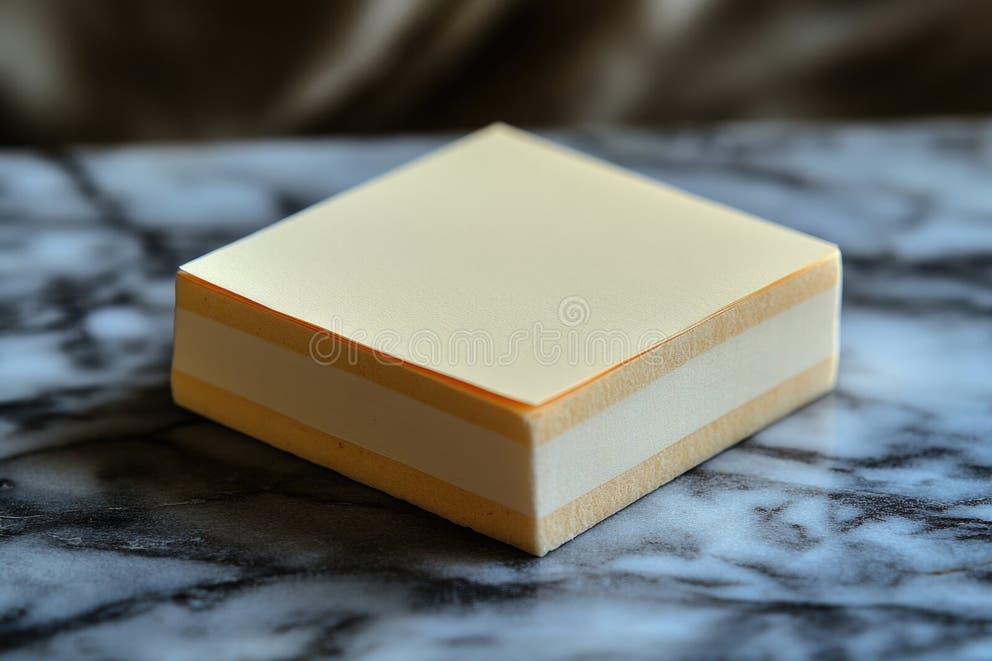 A Slice of Cake Resting on a White Marble Table Stock Image - Image of ...