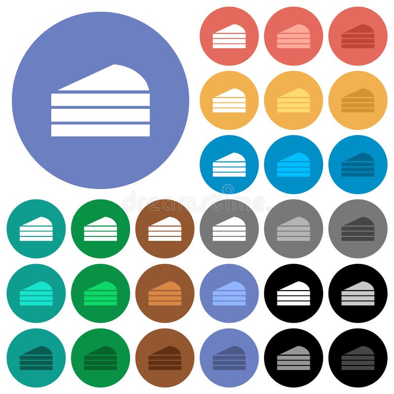 Slice of Cake Round Flat Multi Colored Icons Stock Vector ...