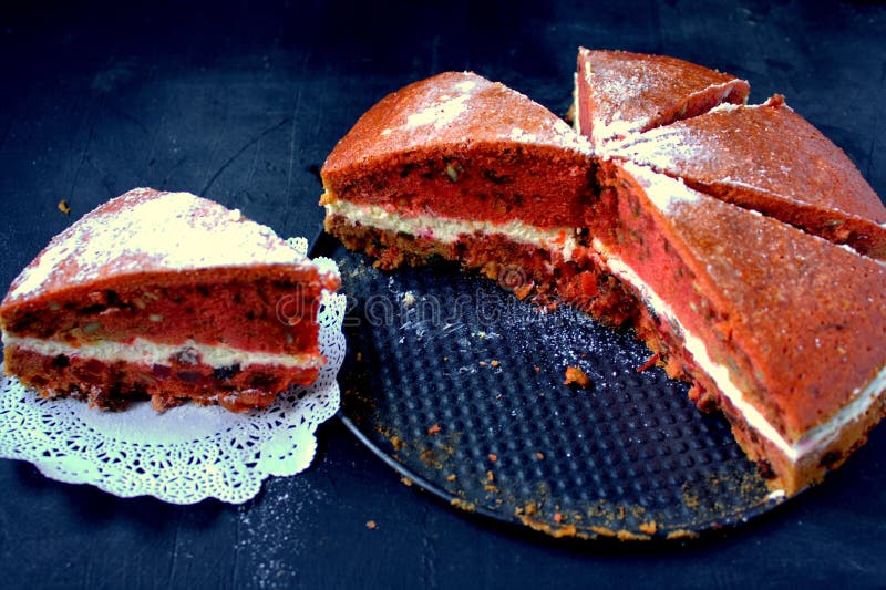 Slice cake top view stock image. Image of chocolate, fresh - 64848037