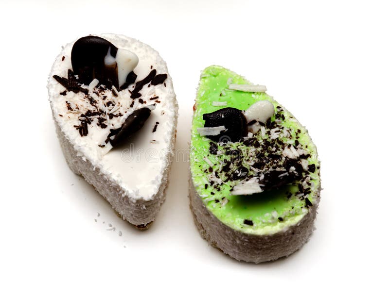 Slice of Cake in White Glaze with Chocolate Bar Stock Photo - Image of ...