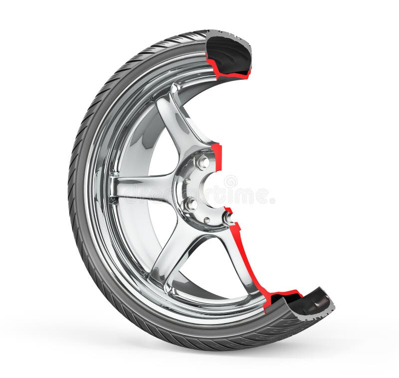 Slice of Car Wheel Isolated on a White Background. See Wheel Layers ...