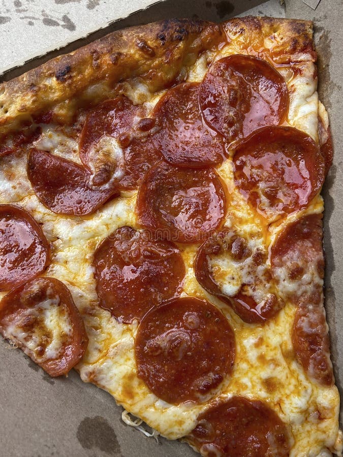 Slice of Carryout Pepperoni Pizza for Lunch Stock Image - Image of ...