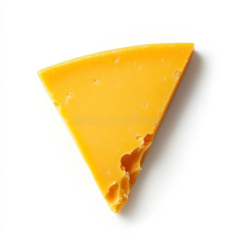 A Slice of Cheddar Cheese, Isolated on a White Background, Highlighting ...