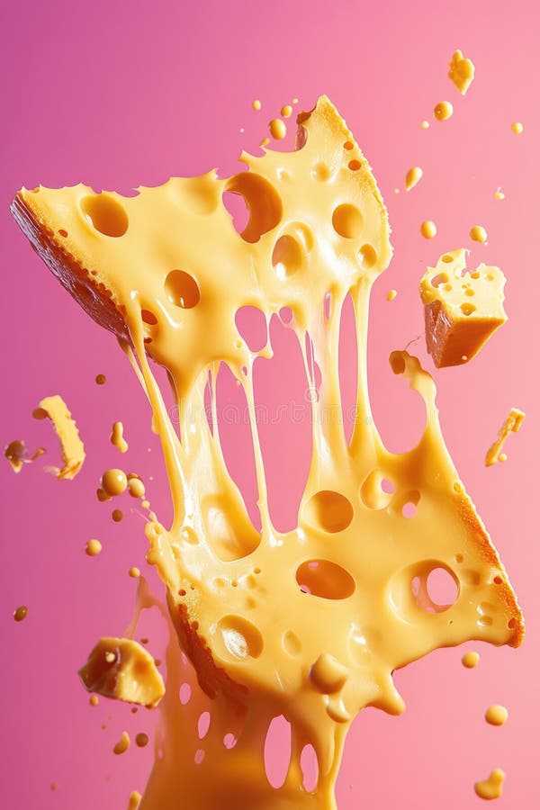 Slice of Cheese is Dripping from a Pizza, with a Piece of it Missing ...