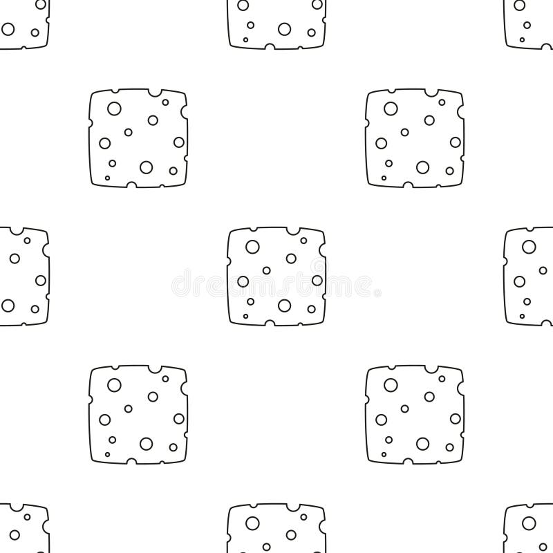 Slice Cheese in Outline Seamless Pattern Stock Vector - Illustration of ...