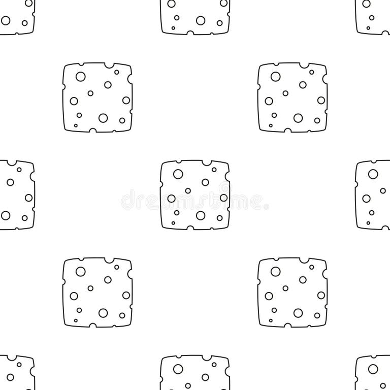 Slice Cheese in Outline Seamless Pattern Stock Vector - Illustration of ...
