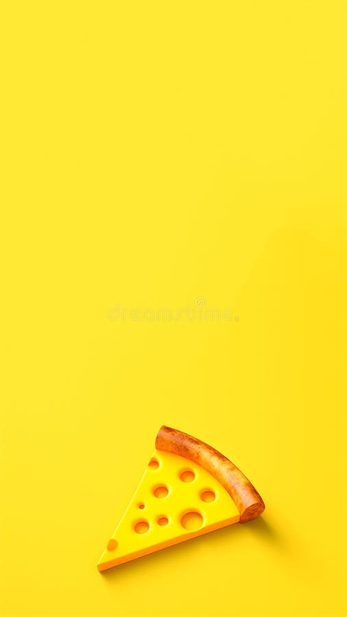 Slice of Cheese Pizza on Yellow Background. Vertical. Copy Space Stock ...