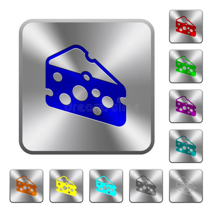Slice of Cheese Rounded Square Steel Buttons Stock Vector ...