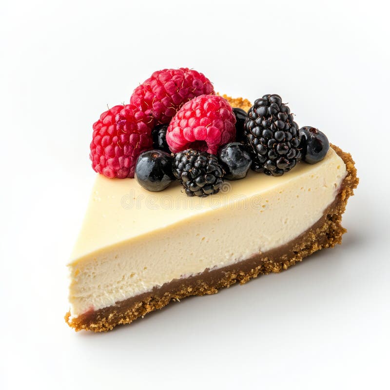 A Slice of Cheesecake with a Graham Cracker Crust and Fresh Berries on ...