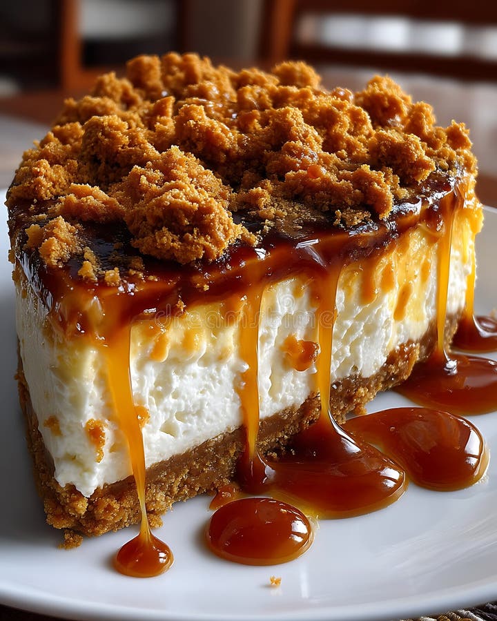 A Slice of Cheesecake with a Thick, Crumbly Graham Cracker Crust Forms ...