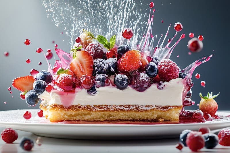 Delicious Cheesecake Exploding with Fresh Berries and Powdered Sugar ...