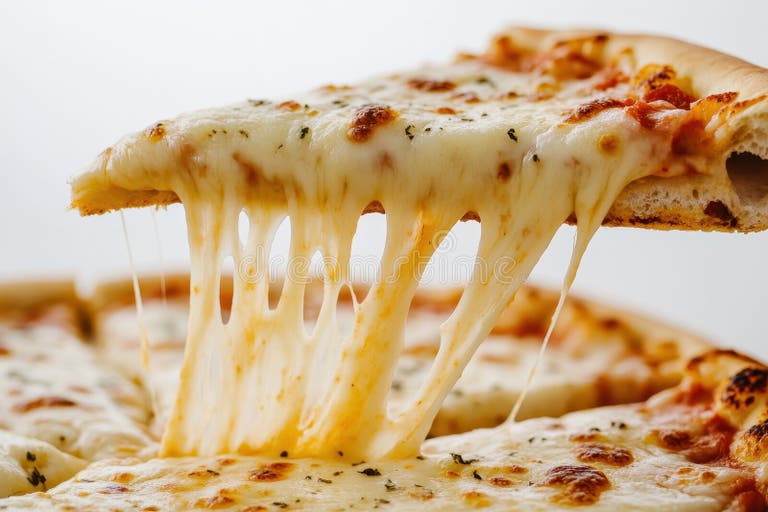 A Slice of Cheesy Pizza Being Pulled from a Pizza Pie, Showcasing Its Gooey Melted Cheese Stock ...