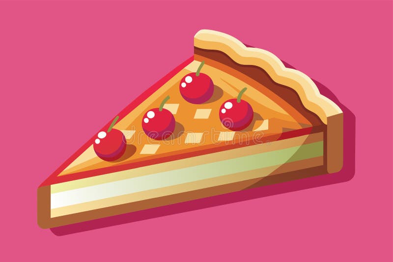 A Slice of Cherry Pie Topped with Red Ripe Cherries on a Plate, Cherry ...