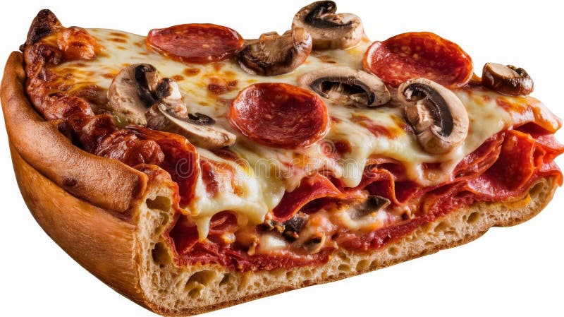 Slice of Chicago-style Deep Dish Stuffed Pizza with Fresh Basil ...