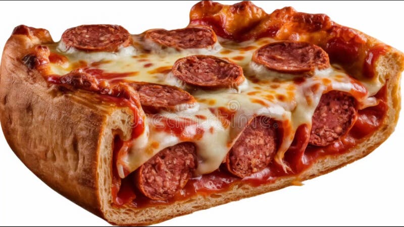 Slice of Chicago-style Deep Dish Stuffed Pizza with Fresh Basil ...