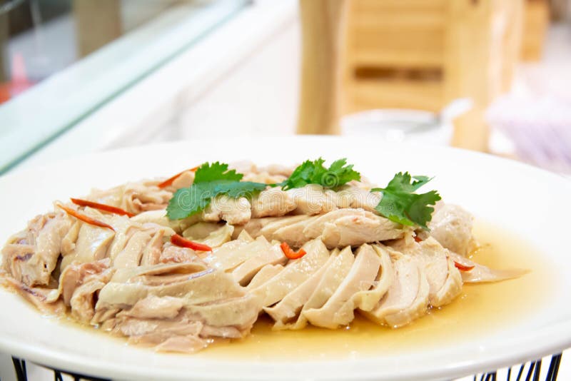 Slice Chicken Steamed with Spicy Sauce Stock Photo - Image of lunch ...
