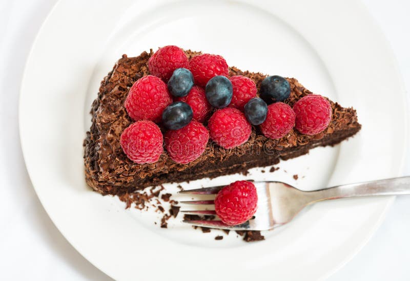 Slice of Chocolate Cake with Berries Stock Image - Image of cocoa ...
