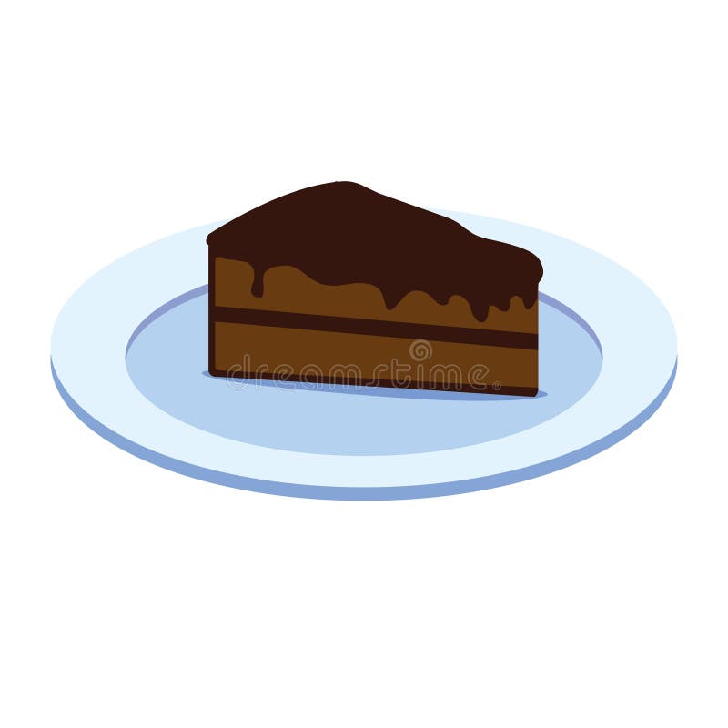 Slice Chocolate Cake Vector Art Illustration Cartoon Design Stock ...