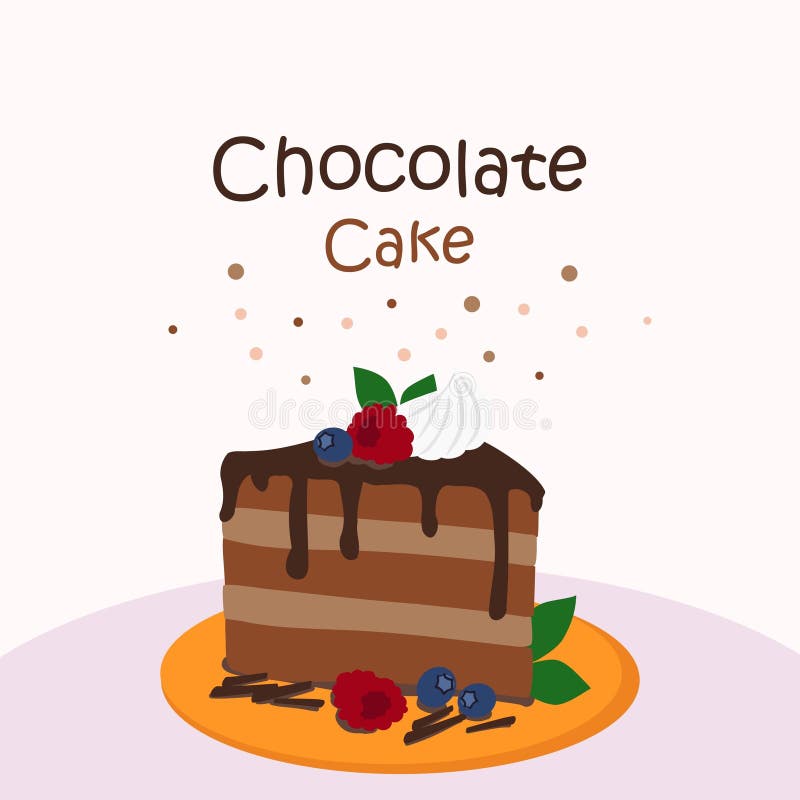 A Slice Of Chocolate Cake Vector Illustration On White Background Stock Illustration