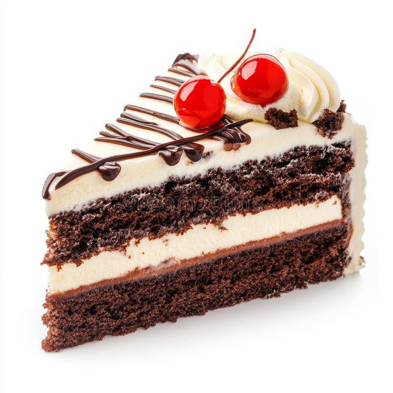 Slice of Chocolate and Vanilla Layer Cake with Powdered Sugar on Top ...