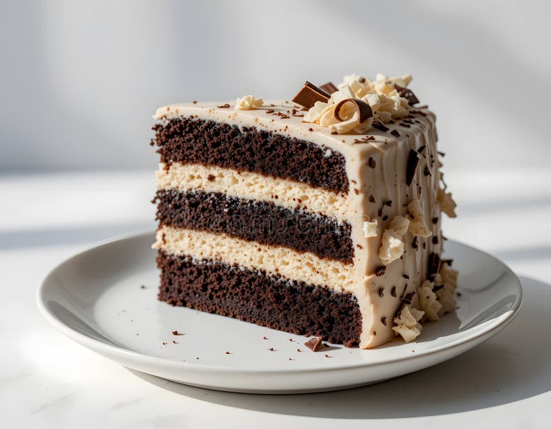 Chocolate Vanilla Layer Cake with White Chocolate Stock Illustration ...