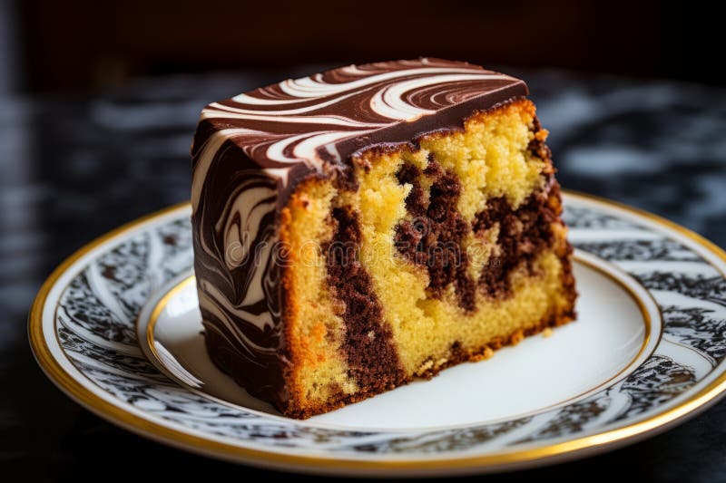 A Slice of Classic Marble Cake with Swirls of Chocolate Stock ...