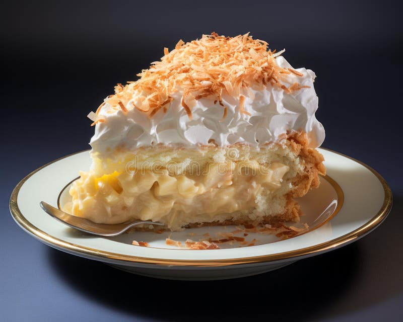 A Slice of Coconut Cream Pie on a White Plate Stock Illustration ...