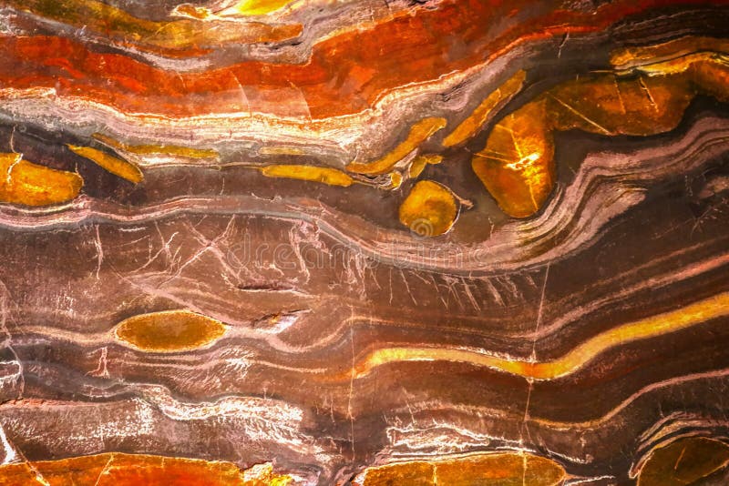 Slice of Colored Bands of Iron Formation in Igneous Rock with Swirls ...