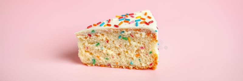 Slice of Colorful Sprinkle Cake with a Soft Texture on a Pink ...