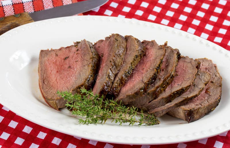 Slice of Cooked Roast Beef in a Dish Stock Image - Image of roast ...