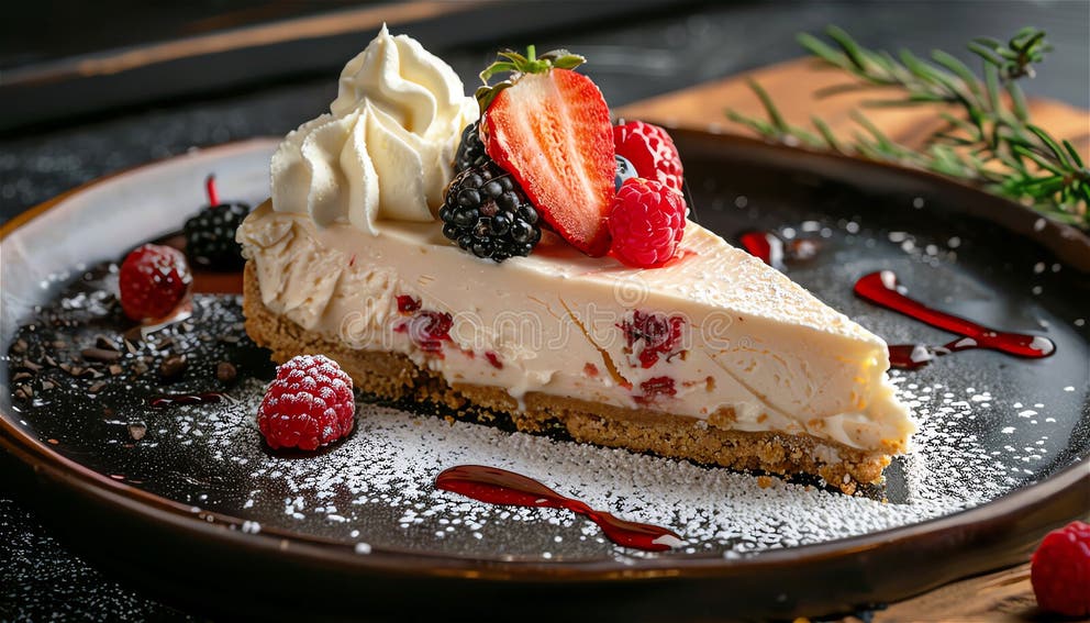 Slice of Creamy Cheesecake with a Graham Cracker Crust. Stock Photo ...