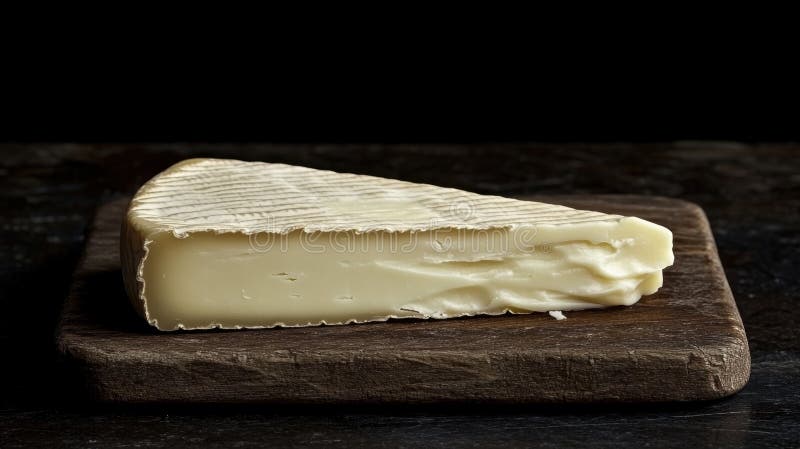 Slice of Creamy, Soft-ripened Cheese with a Delicate Rind Stock Photo ...