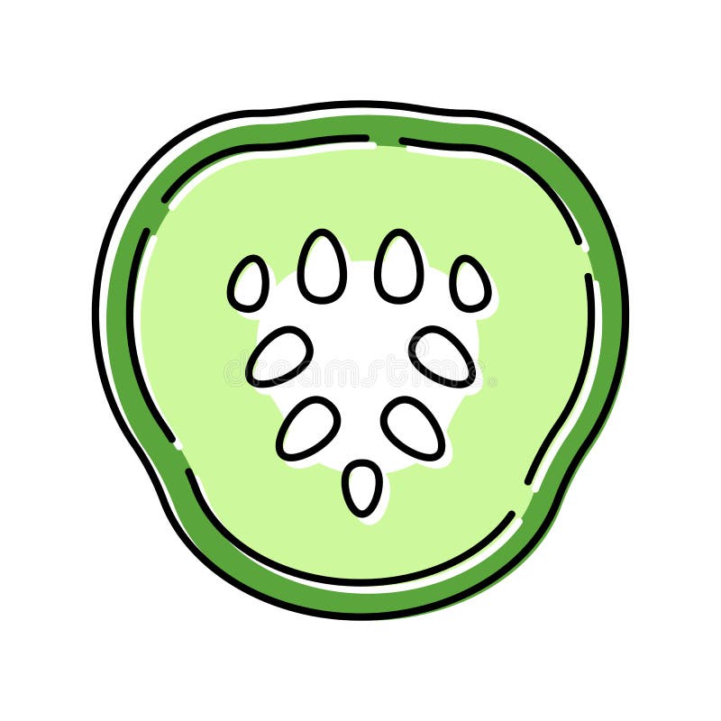 Slice Cucumber Color Icon Vector Illustration Stock Vector