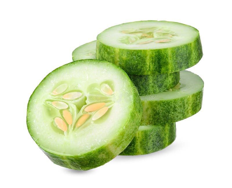 Slice Cucumber Isolated On White Clipping Path Stock Photo - Image of ...