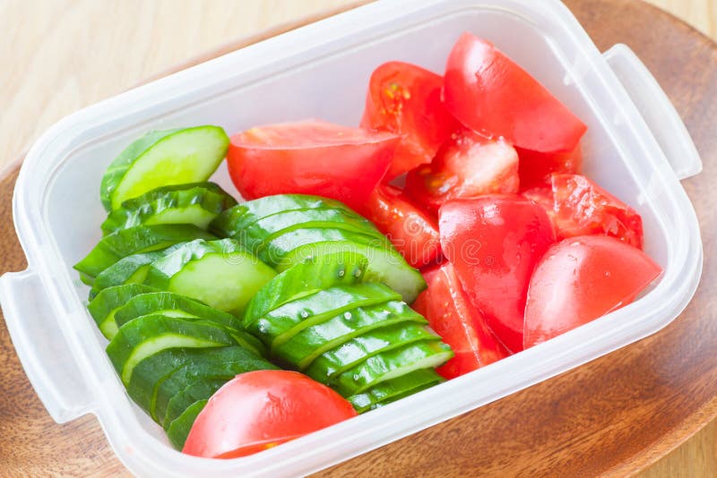 Slice Cucumber and Slice Tomato Stock Photo - Image of case, snack ...