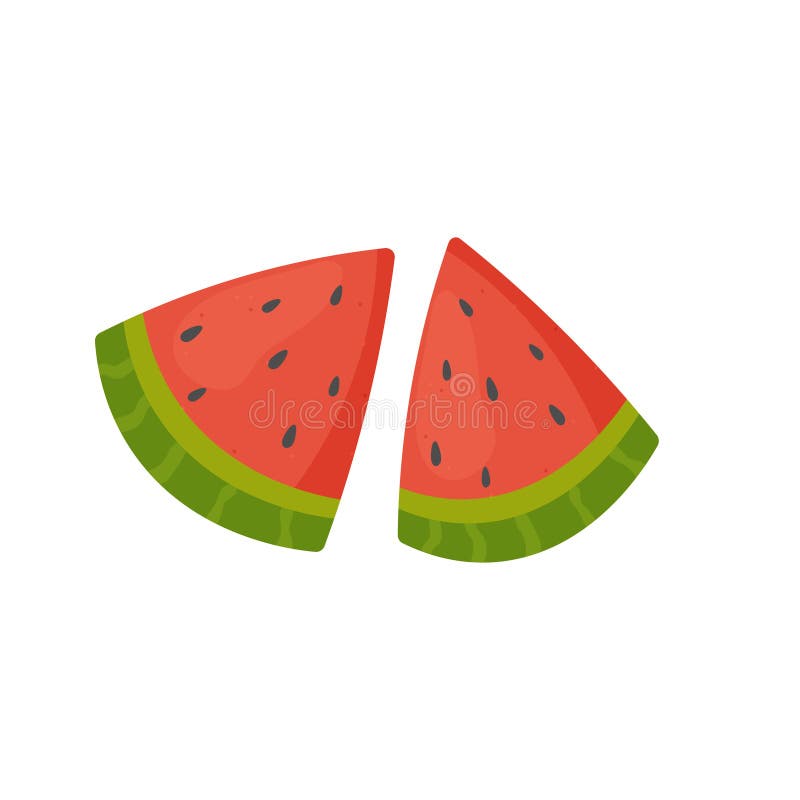 Slice of Cut Watermelon, Triangular. Vector Illustration on White ...