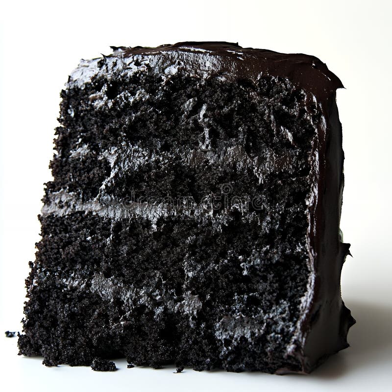 A Slice of Dark Chocolate Cake Frosted with Chocolate Stock ...