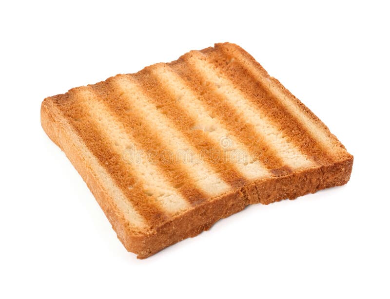 Slice of Delicious Toasted Bread Isolated on White Stock Image - Image ...