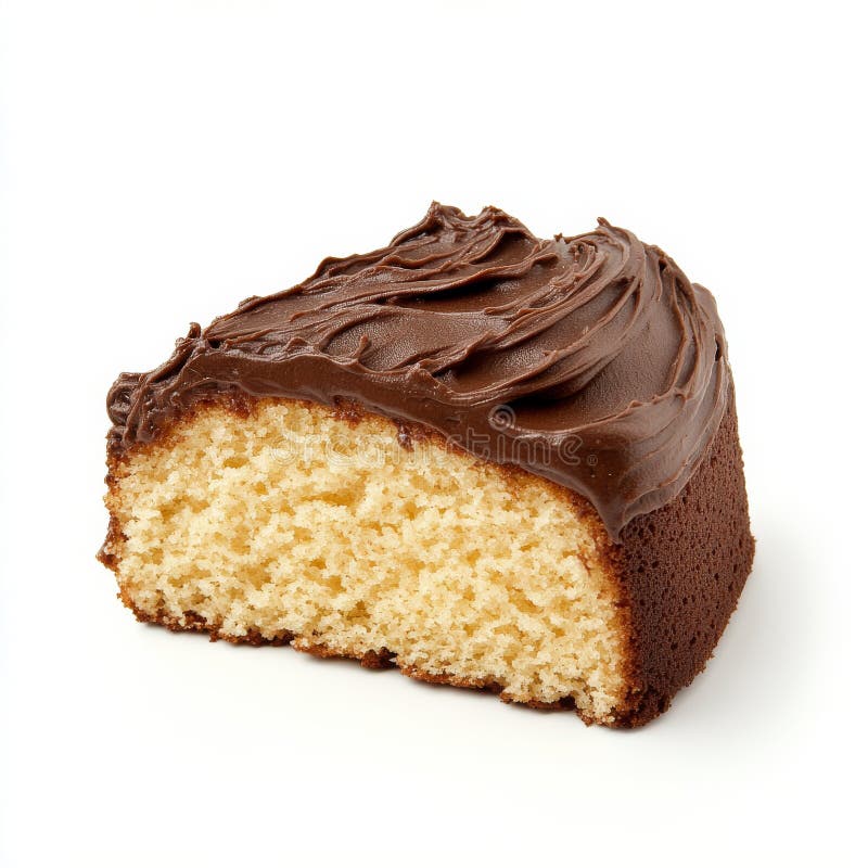 A Slice of Fluffy Chocolate Sponge Cake with Chocolate Icing, Isolated ...