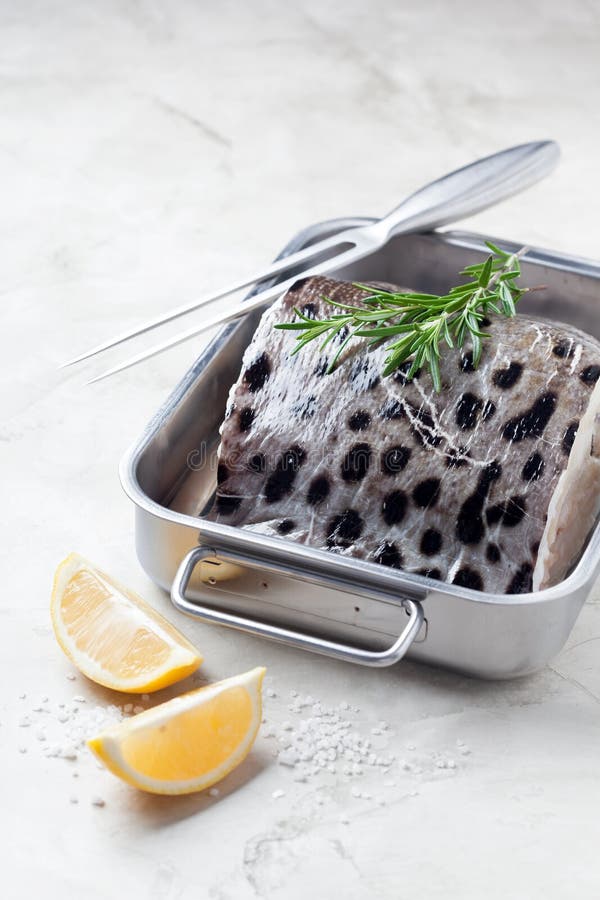 Slice of Fresh Fish (Wolffish) Stock Image - Image of fresh ...