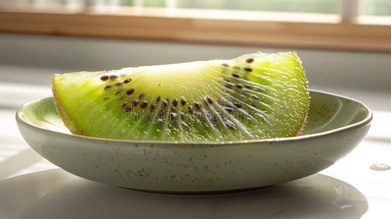 Slice Fresh Kiwi Green Plate Window Stock Photos - Free & Royalty-Free ...