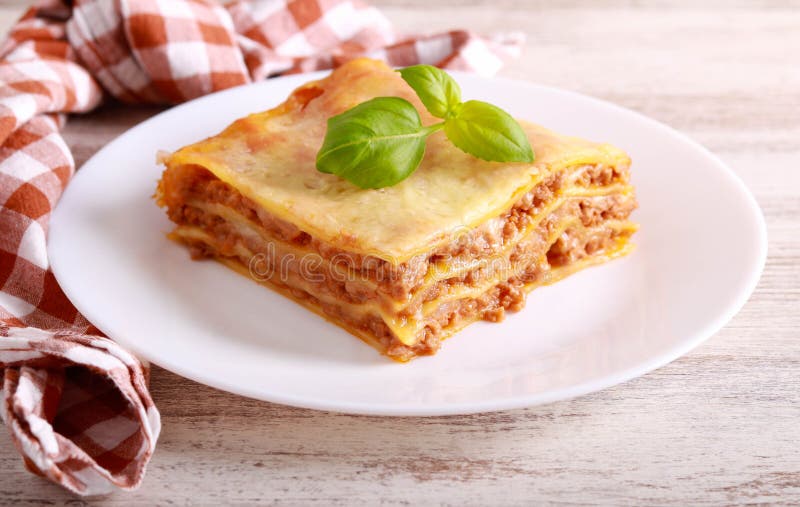 Slice of fresh lasagne stock photo. Image of slice, meat - 267746328