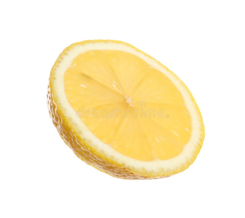 Slice of Fresh Lemon Isolated on White Stock Photo - Image of flavor ...
