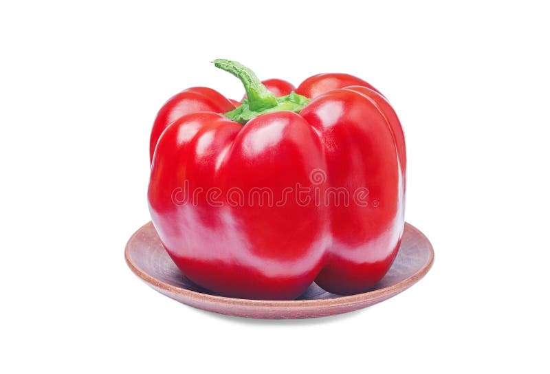 Slice of Fresh Red Bell Pepper in Plate Stock Photo - Image of bell ...