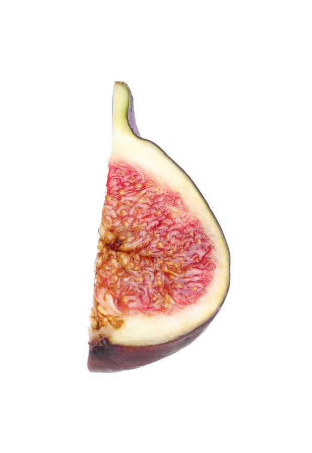 Slice of Fresh Ripe Fig Isolated on White Stock Photo - Image of slice ...